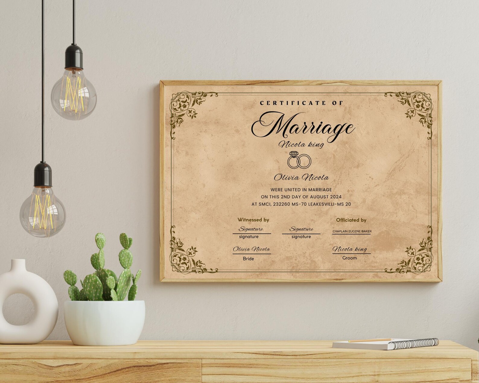Editable Modern Marriage Certificate, Marriage Certificate Template ...