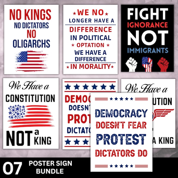 No Kings Protest Signs - Etsy