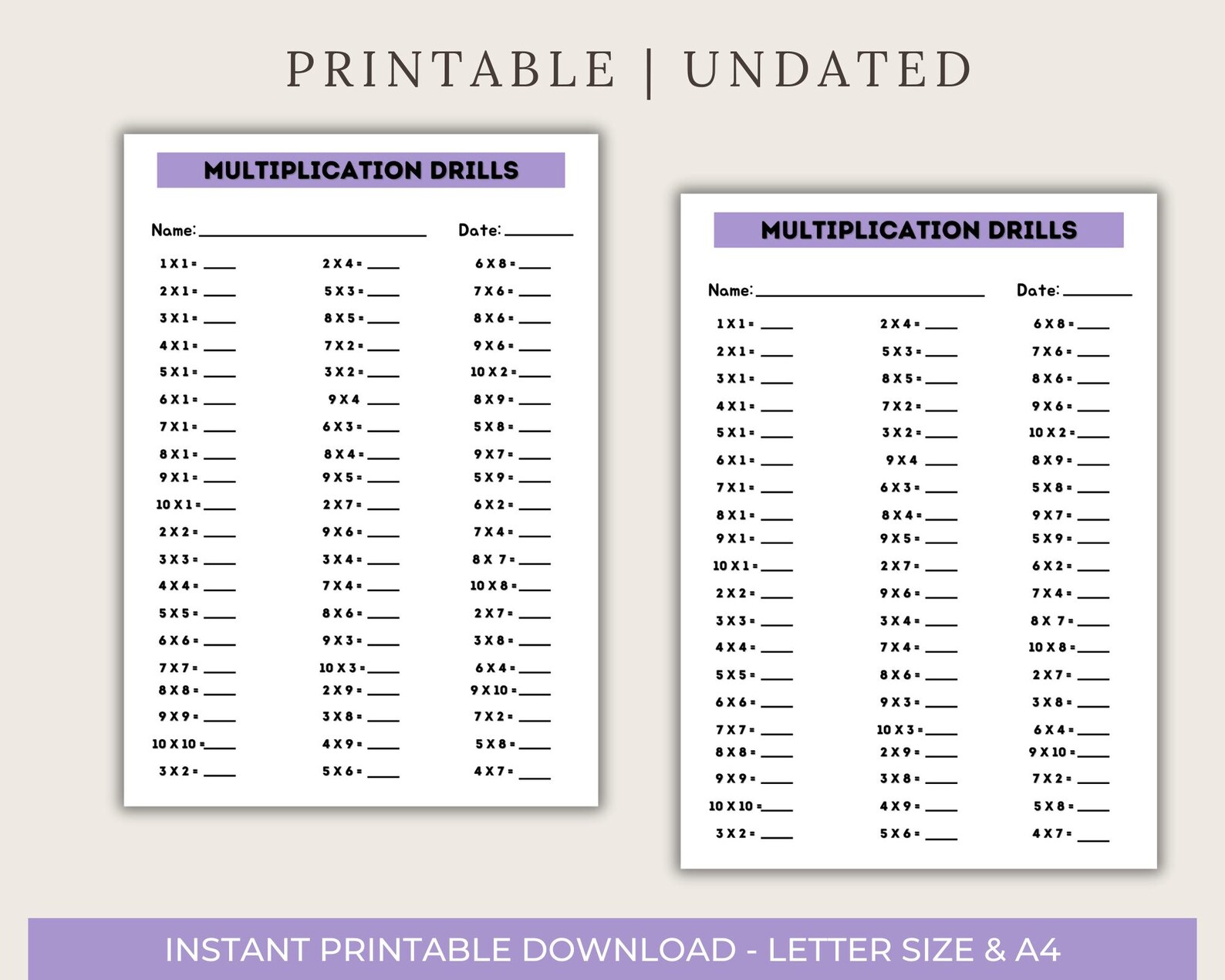 Printable Multiply Activity for Kids,multiplication Worksheets ...