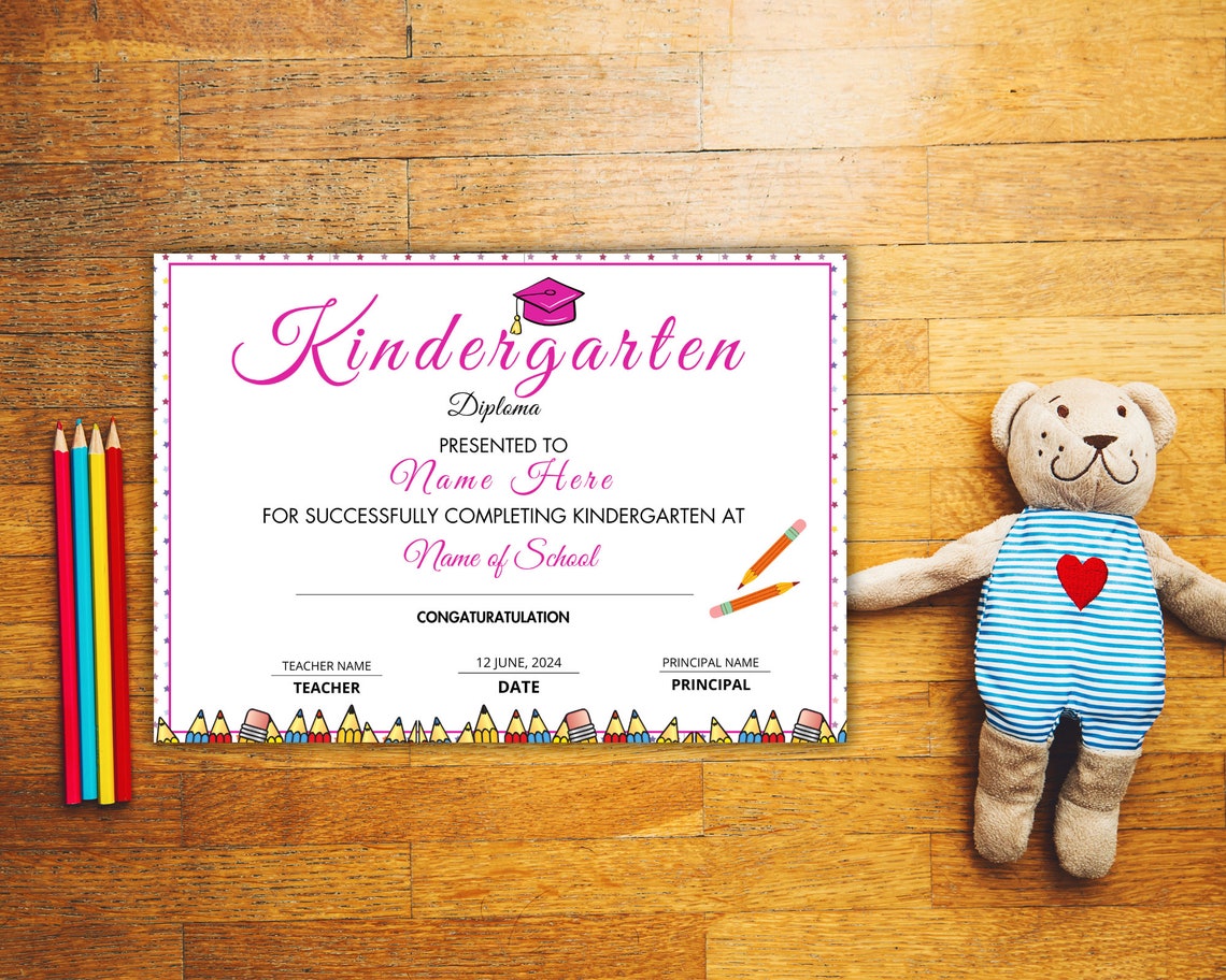 Kindergarten Graduation Certificate, Kindergarten Diploma, Kindergarten ...