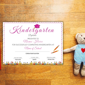 Kindergarten Graduation Certificate, Kindergarten Diploma, Kindergarten ...