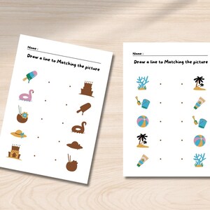 Printable Matching Worksheets Bundle, Match the Picture, Kindergarten ...