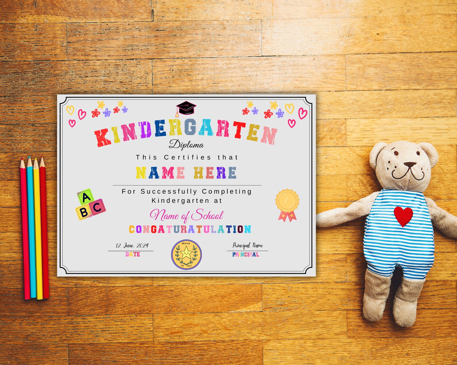 Editable Kindergarten Graduation Certificate, Kindergarten Diploma ...