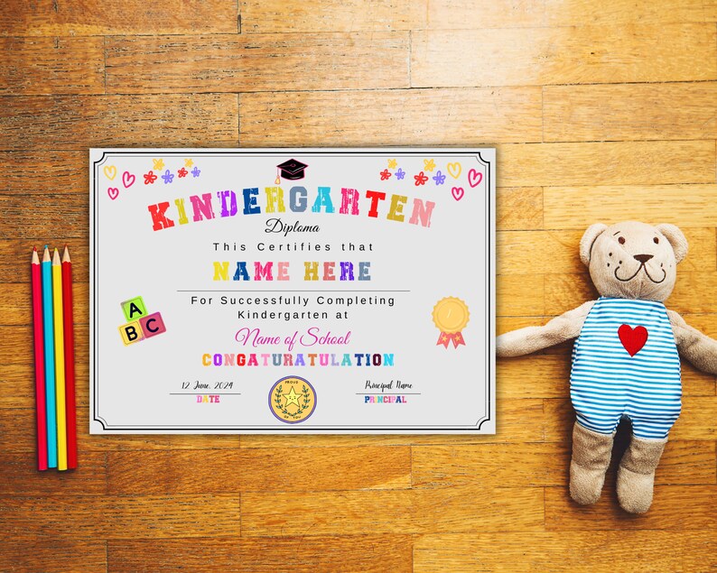 Editable Kindergarten Graduation Certificate, Kindergarten Diploma ...