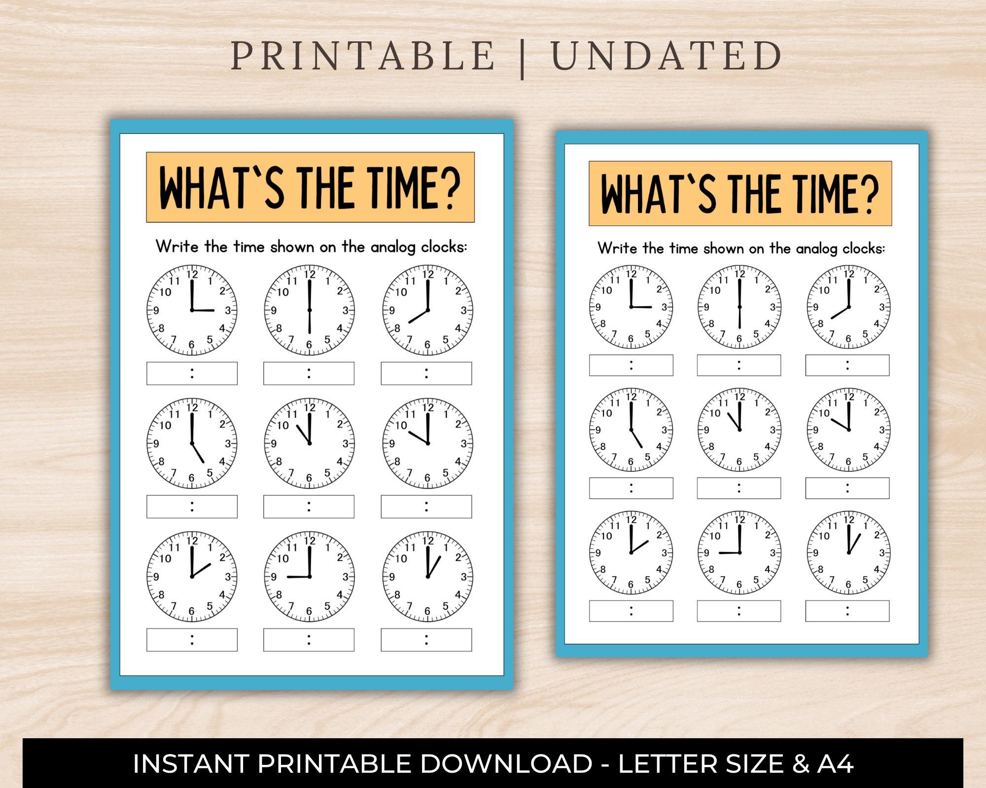 Printable Clock Learning Worksheet, Time Worksheets, Digital Clock ...