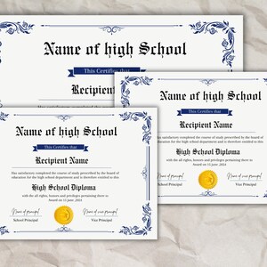 Printable High School Diploma Template, Home School Diploma, High ...