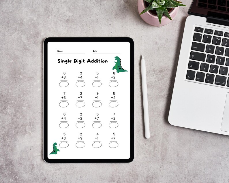 Printable Single Digit Addition Worksheet Template, Math Worksheets ...