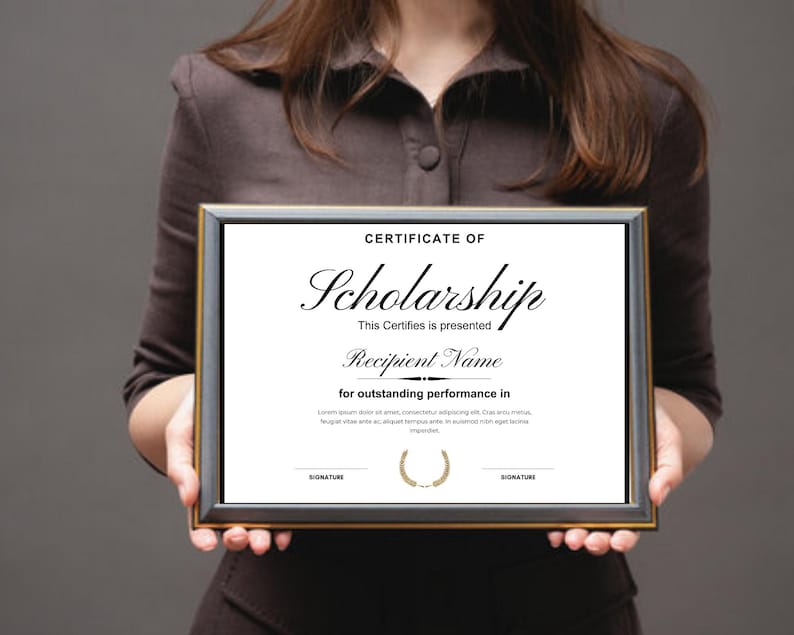 Editable Scholarship Certificate Template, Certificate of Achievement ...