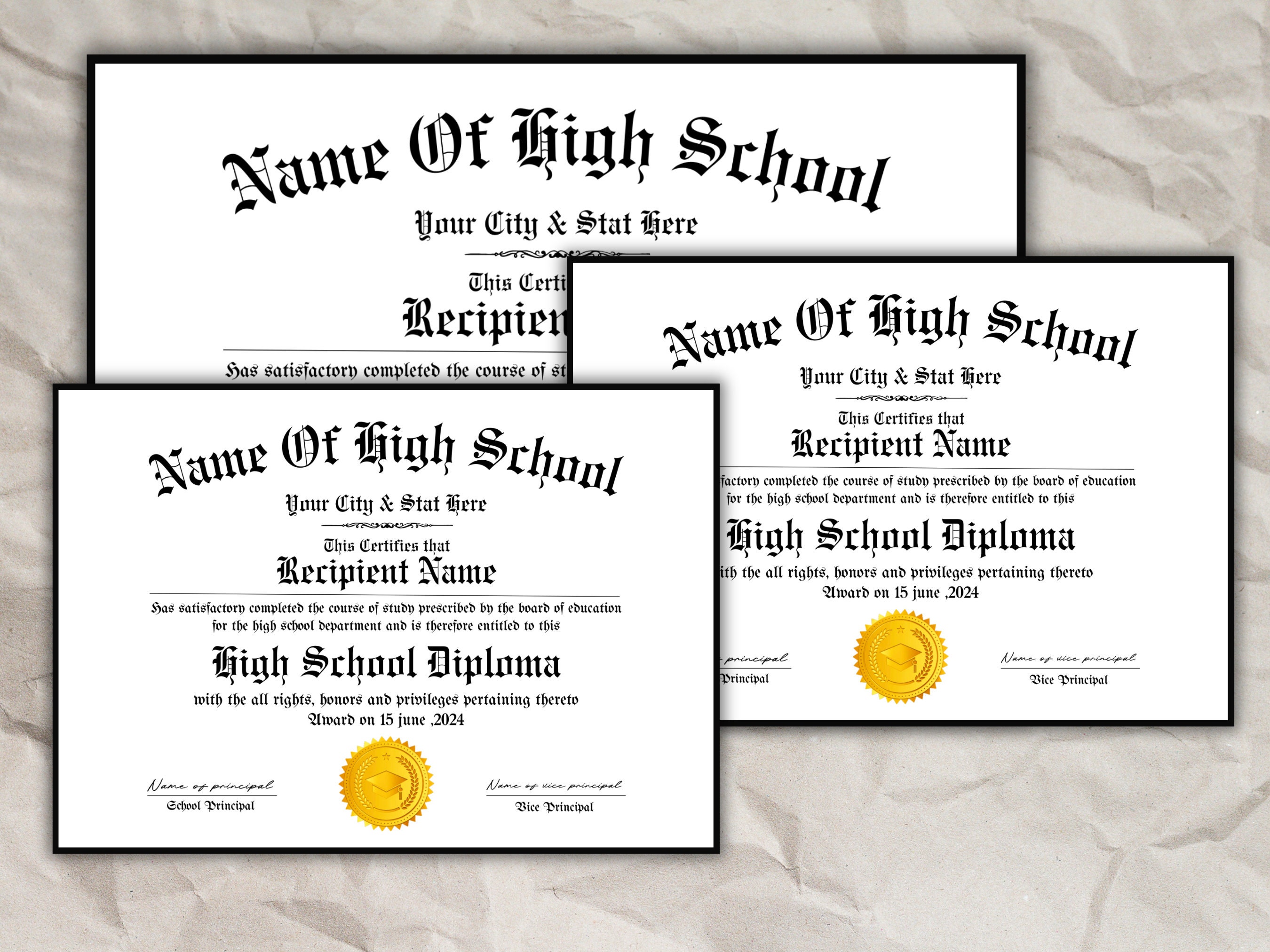 Printable High School Diploma Template, Home School Diploma, High ...