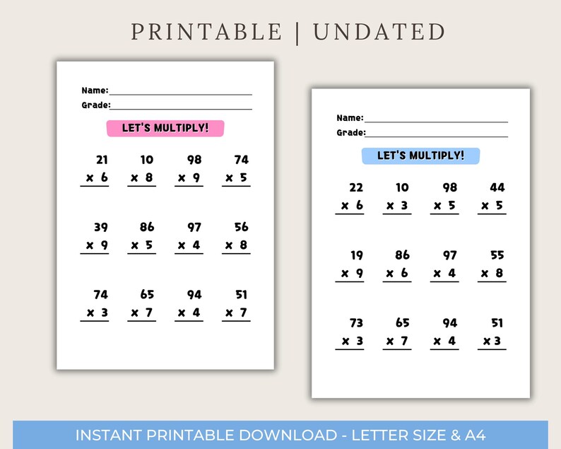 Printable Multiply Activity for Kids,editable Multiplication Worksheets ...