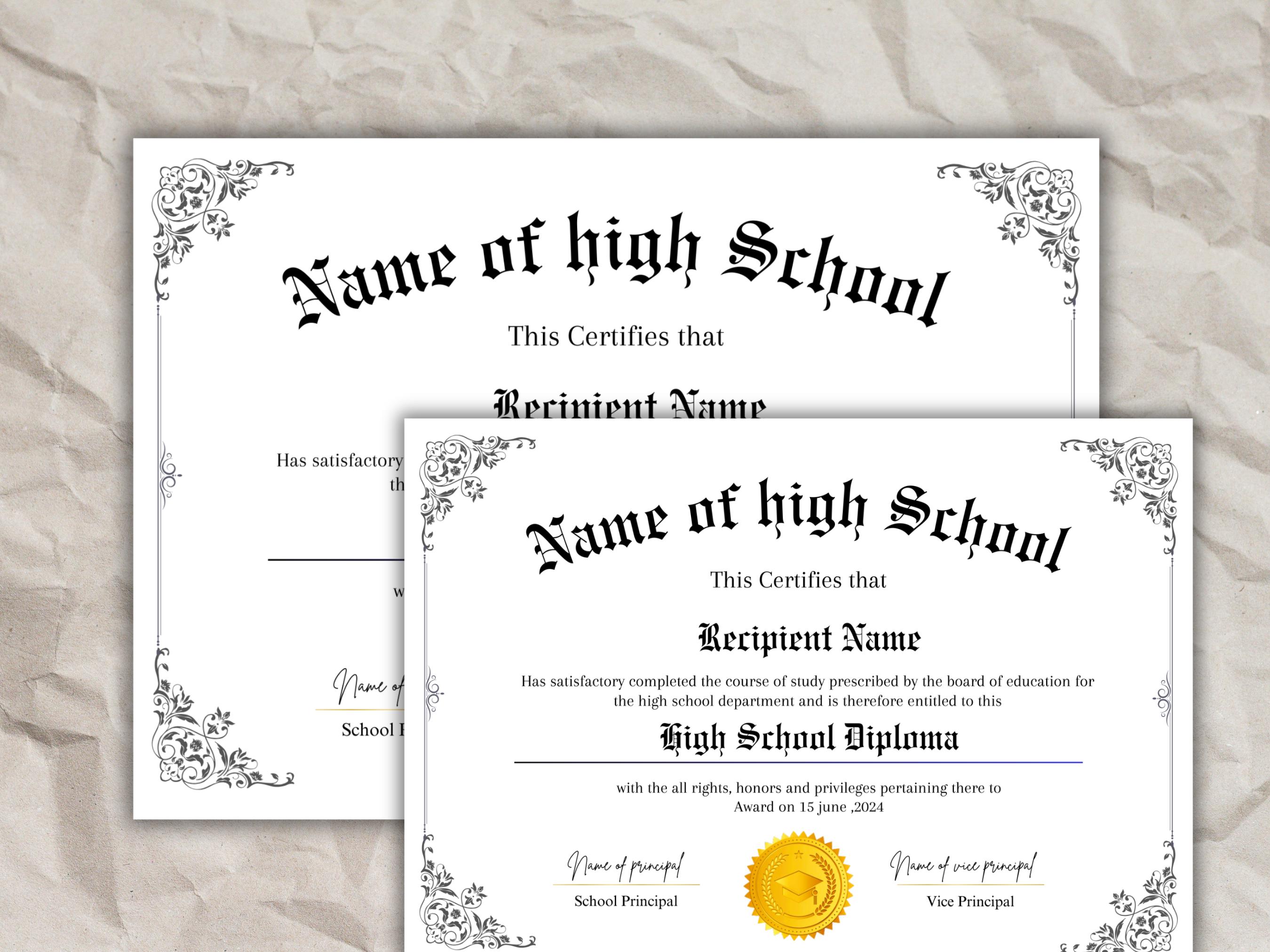 Printable High School Diploma Template, Home School Diploma, High ...
