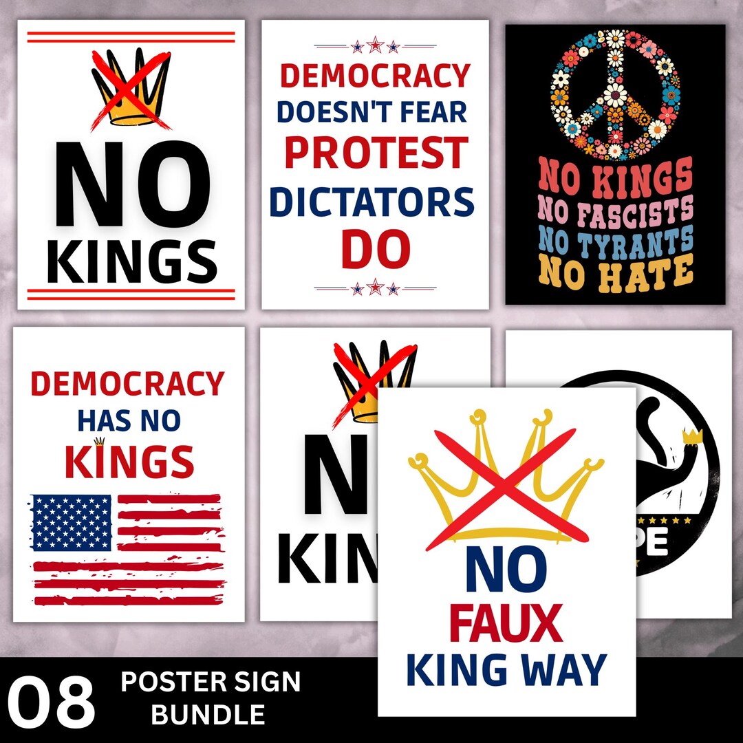 Printable Anti Trump Protest Signs Bundle, No Kings Day Poster Signs ...
