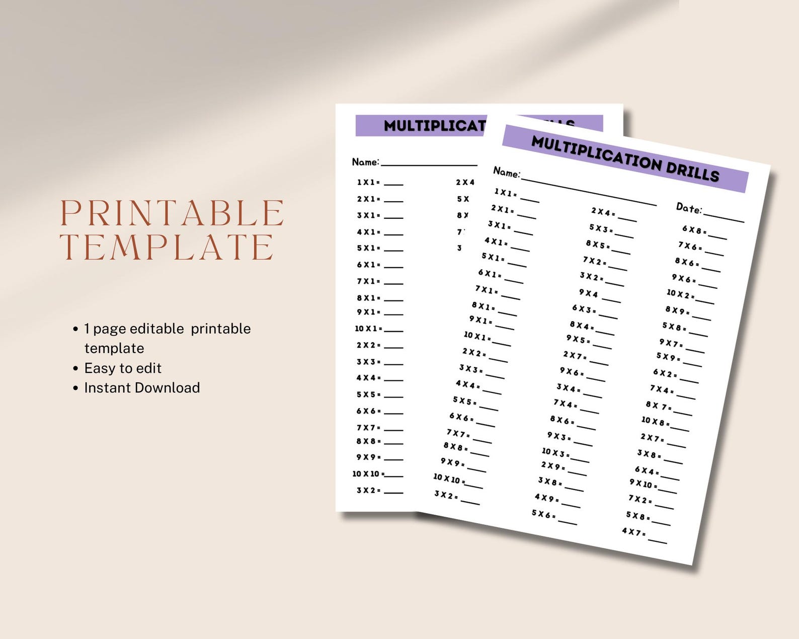 Printable Multiply Activity for Kids,multiplication Worksheets ...