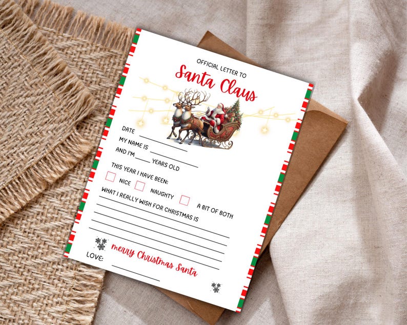 Letter to Santa, Kids Letter to Santa, Printable Letter to Santa, Kids ...