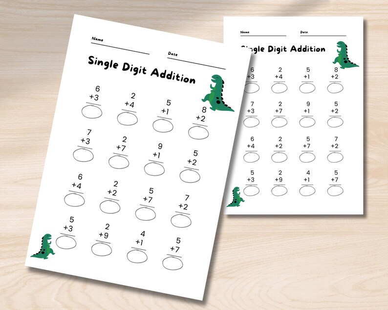 Printable Single Digit Addition Worksheet Template, Math Worksheets ...