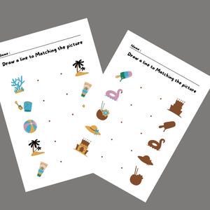 Printable Matching Worksheets Bundle, Match the Picture, Kindergarten ...