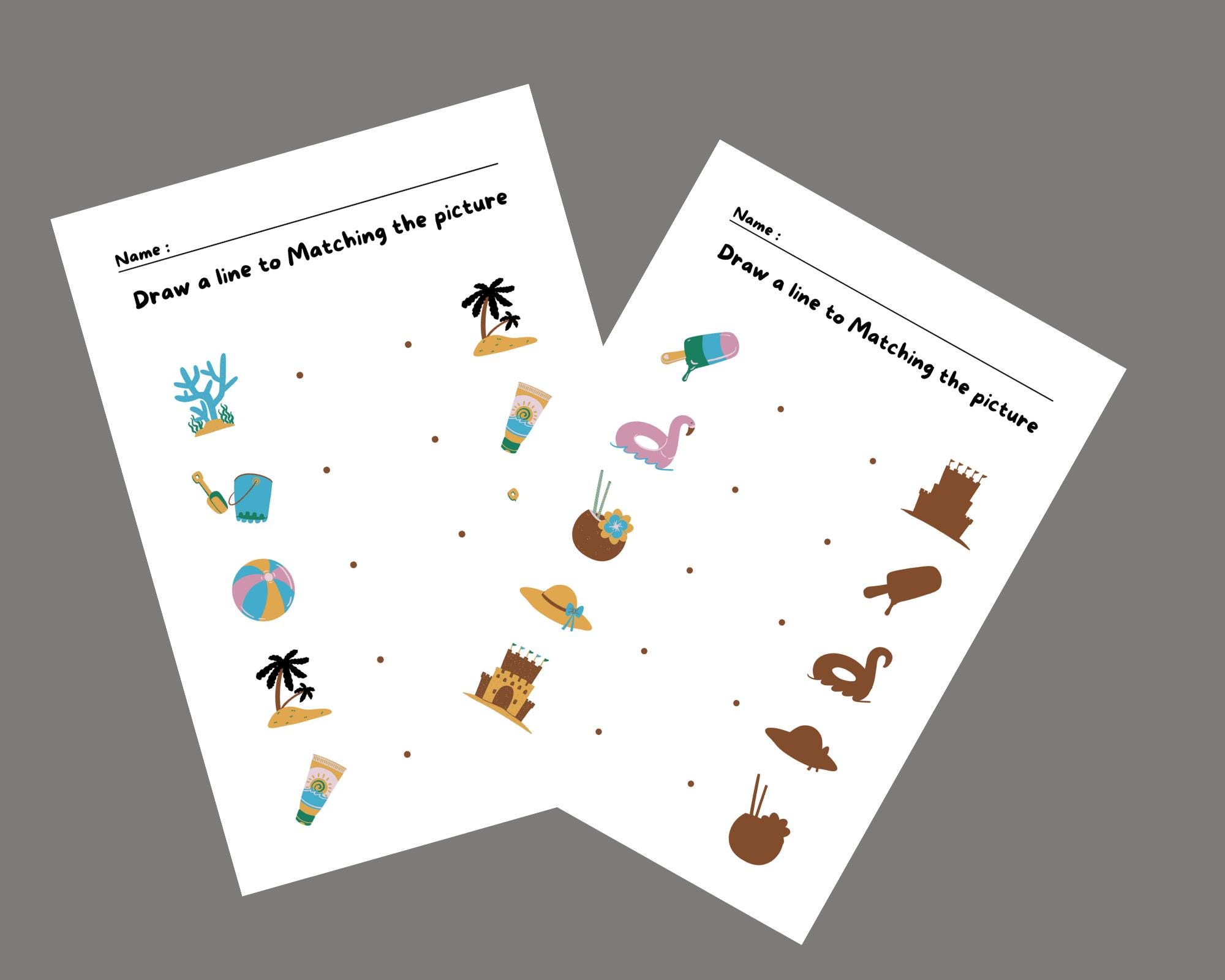 Printable Matching Worksheets Bundle, Match the Picture, Kindergarten ...