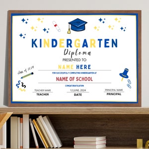 Editable Kindergarten Diploma Template, Graduation Diploma, Printable ...