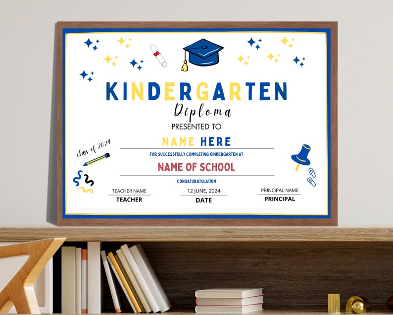 Editable Kindergarten Diploma Template, Graduation Diploma, Printable ...