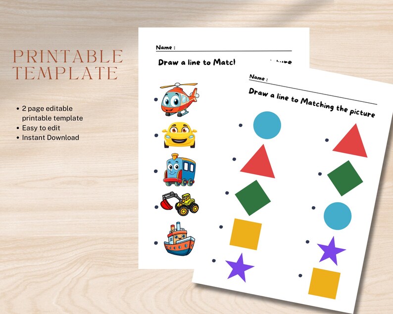Printable Matching Worksheets, Match the Picture, Kindergarten ...