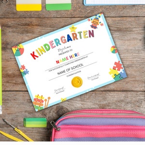 Editable Kindergarten Diploma Template, Graduation Diploma, Printable ...