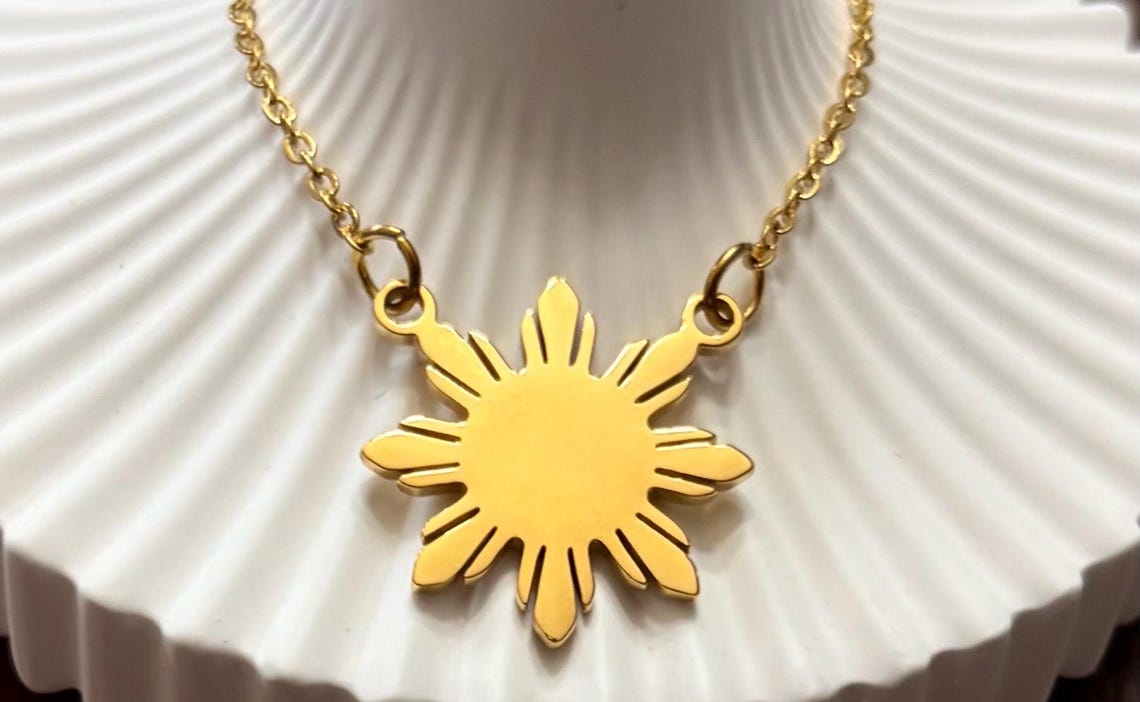 Philippine Sun Stainless Steel Necklace With Pendant, Filipino American ...