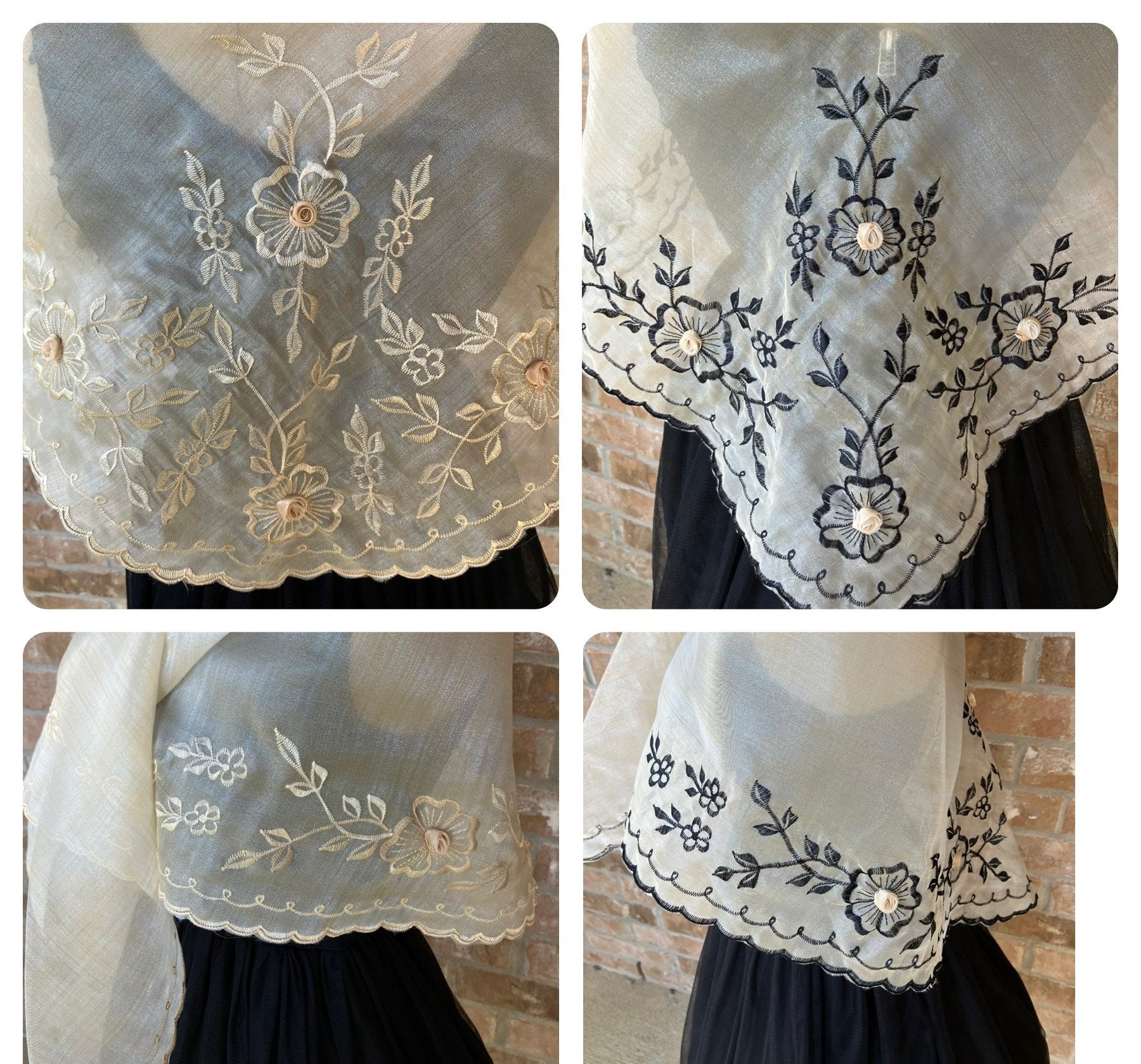 Free Pin, Adult-size Filipiniana Embroidered Alampay, Handmade in the ...