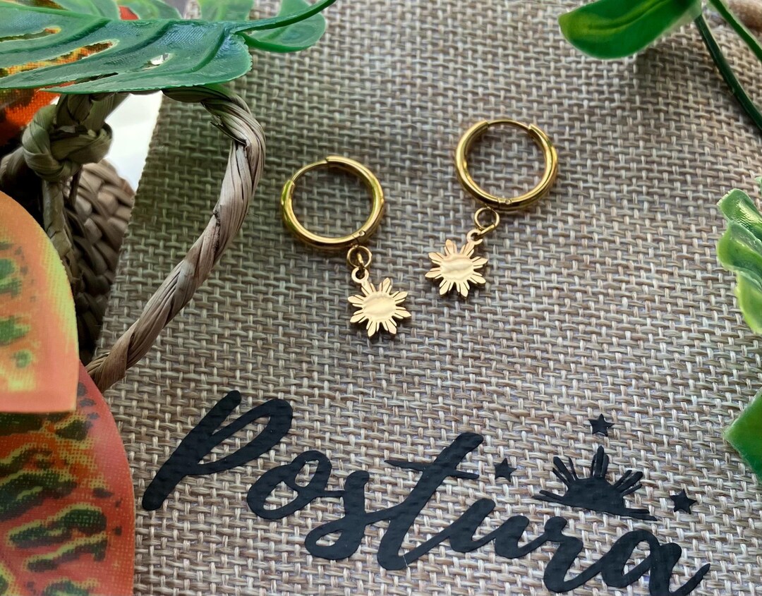 Philippine Sun Stainless Steel Hoop Earrings, Filipino American History ...