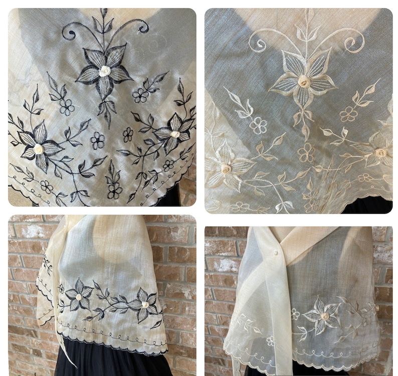 Free Pin, Adult-size Filipiniana Embroidered Alampay, Handmade in the ...