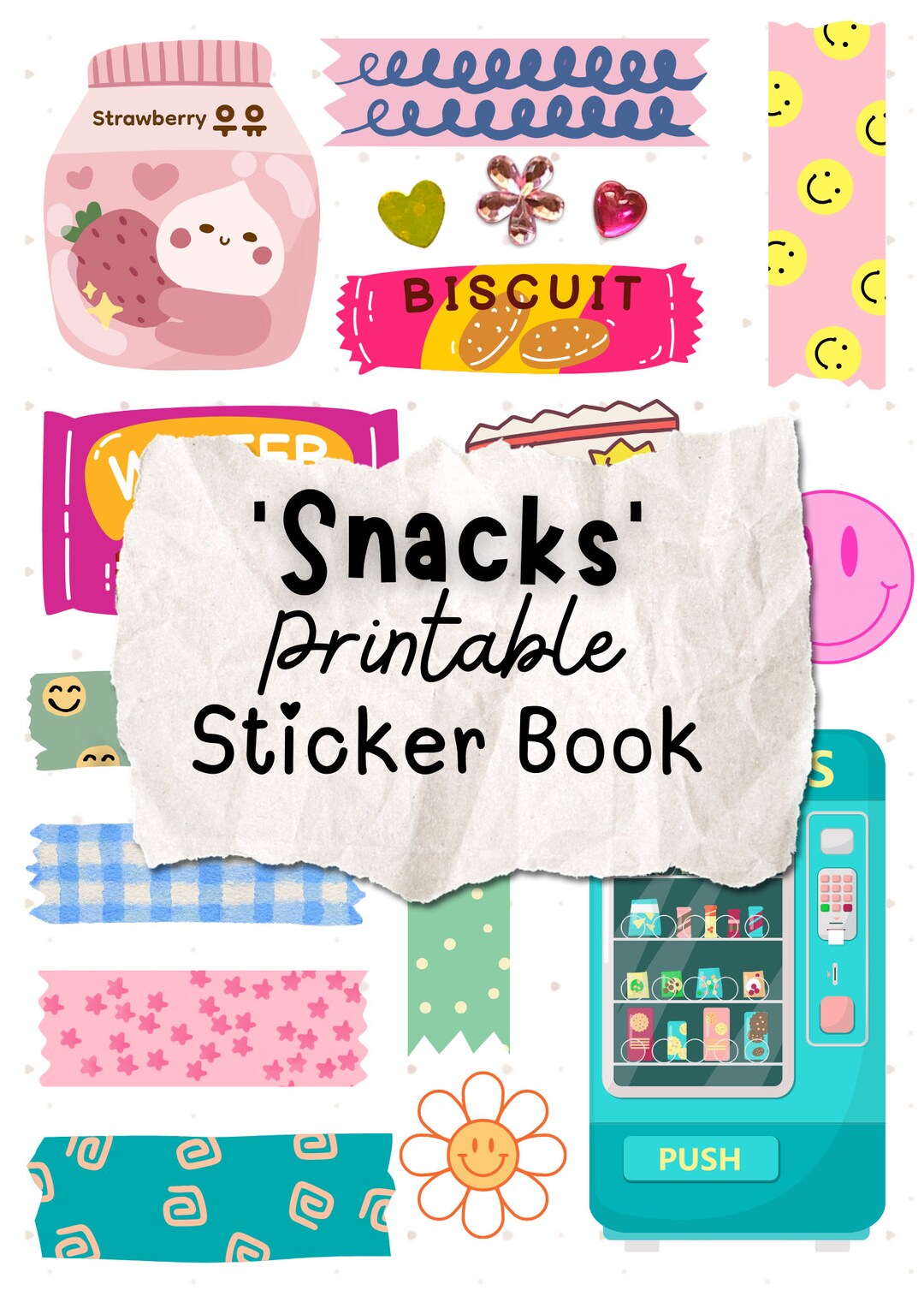 Snack Time Printable Sticker Book Digital Planner Stickers Junk Journal ...