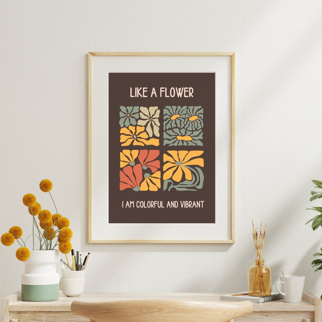 Retro Flower Power Poster, Digital Poster, Affirmation Poster - Etsy