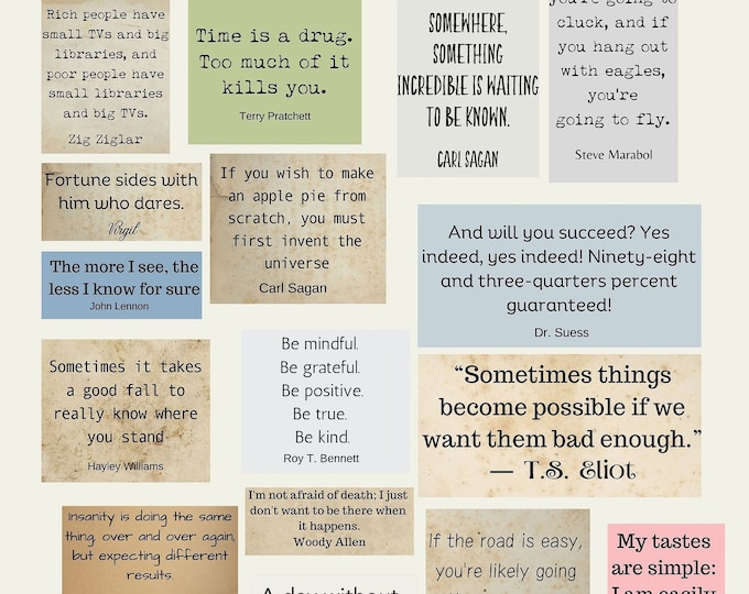 Famous Quotes Digital Download Collage Sheet, Inspirational Phrases ...