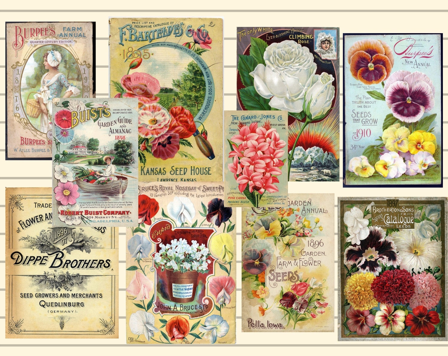 Vintage Printable Flower Seed Packet Collage Sheet Digital Download ...