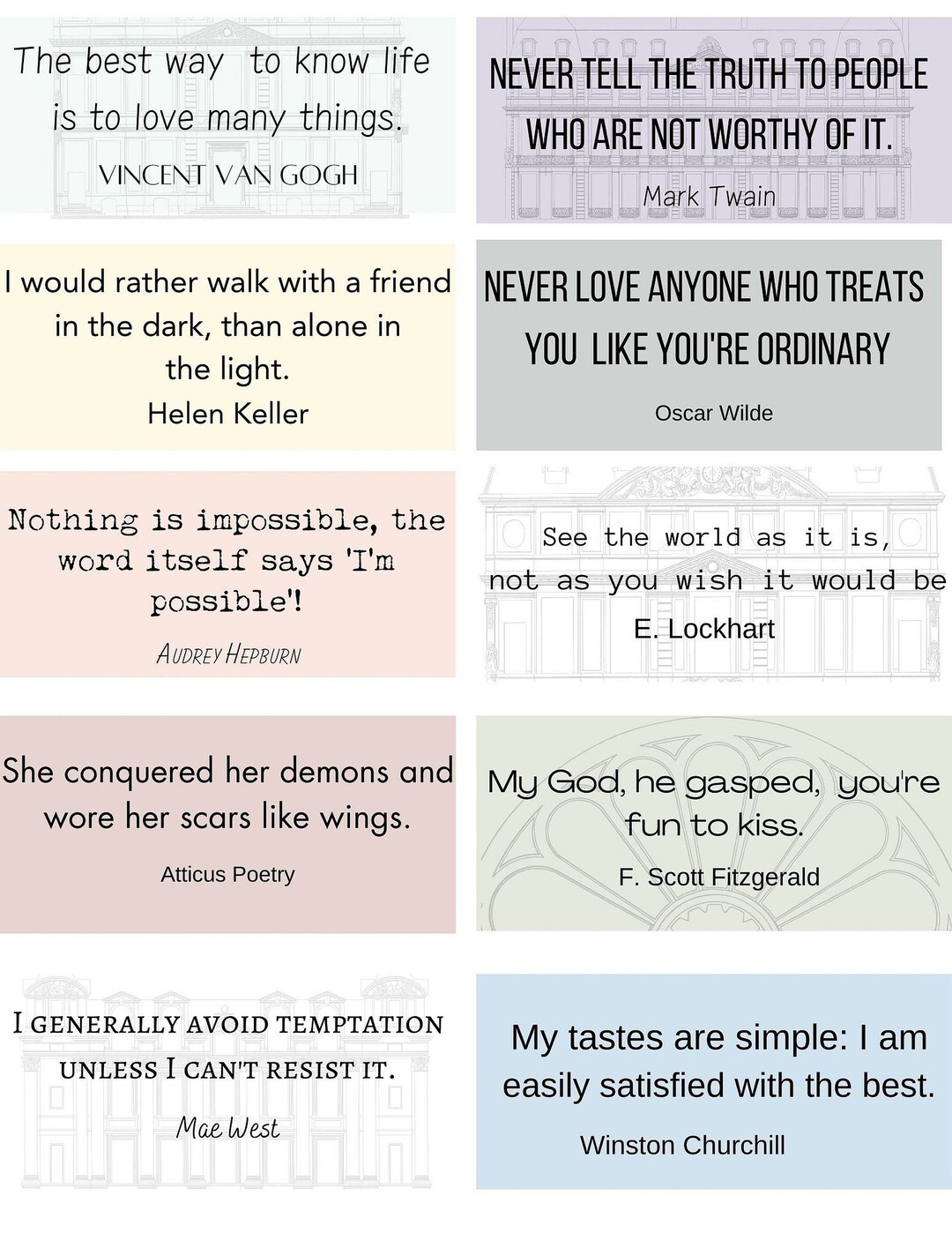 Famous Quotes Digital Download Collage Sheet, Inspirational Phrases ...