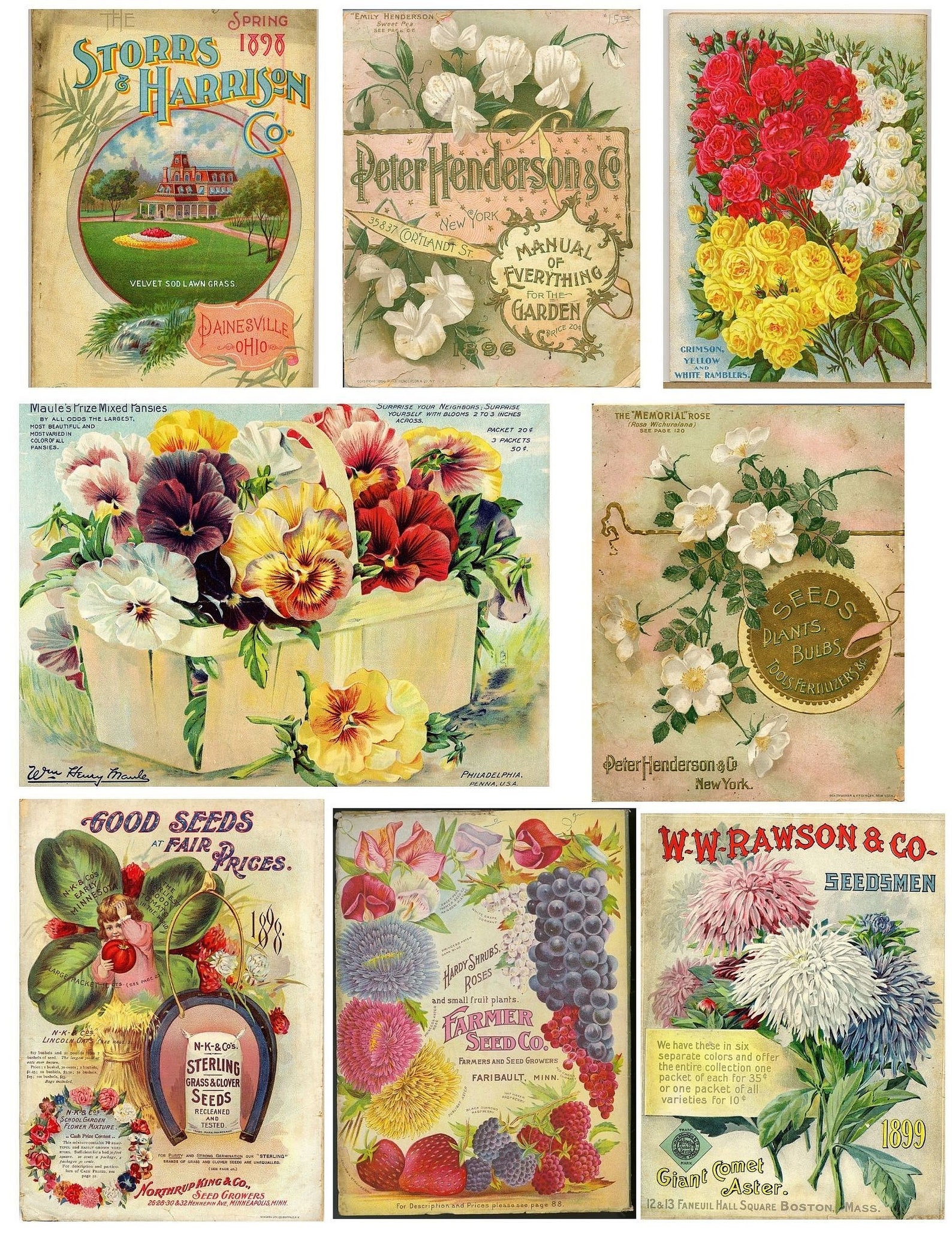 Vintage Printable Flower Seed Packet Collage Sheet Digital Download SKU ...