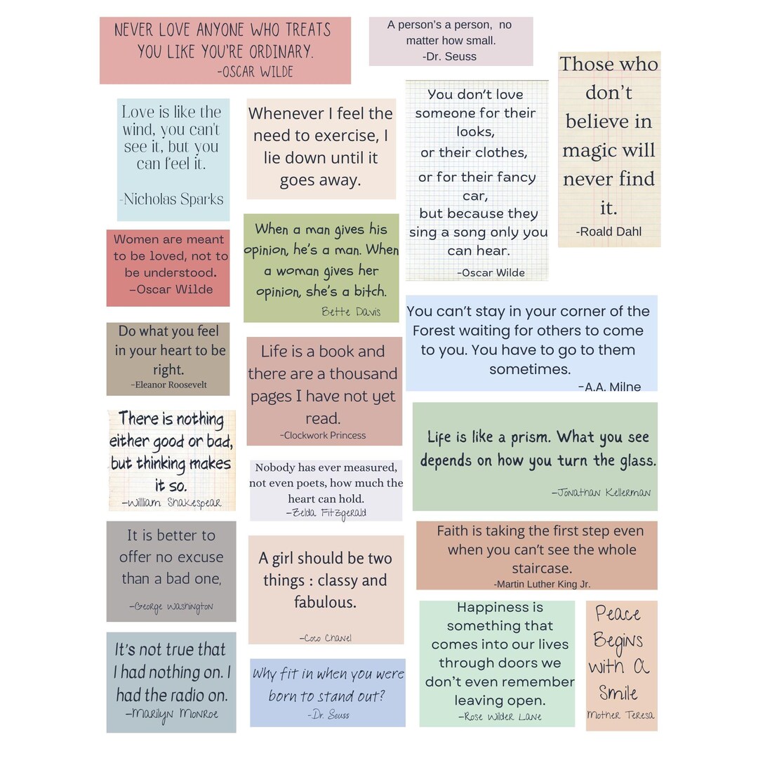 Printable Quotes Digital Download Collage Sheet, Inspirational Phrases ...