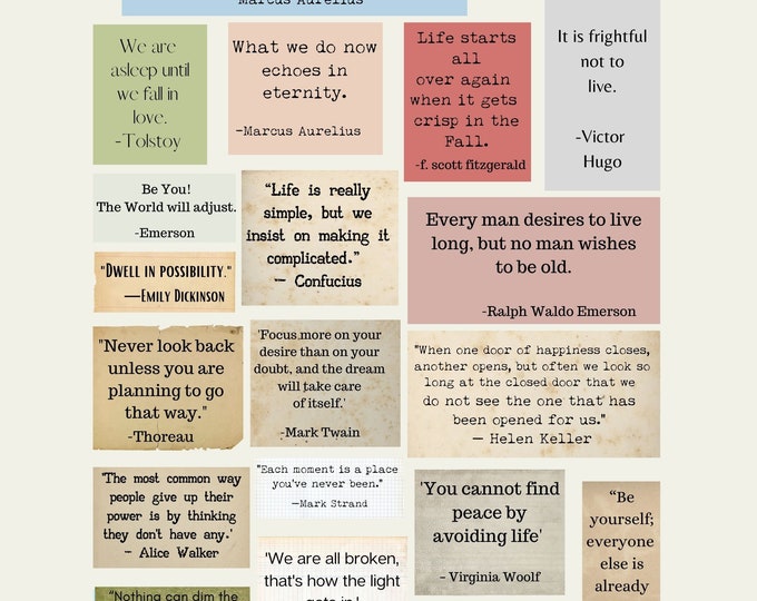 Famous Quotes Digital Download Collage Sheet, Inspirational Phrases ...