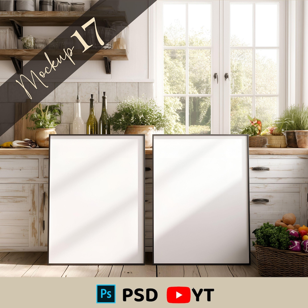 Cottagecore Kitchen Two Frame Mockup | Cozy Serene Neutral Rustic ...