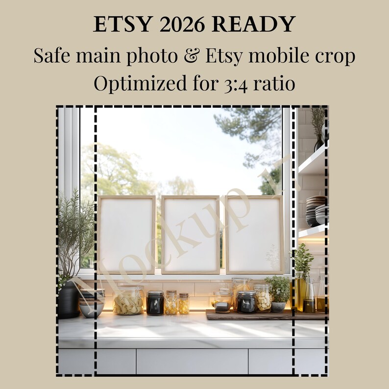 Cottage Kitchen Three Frame Mockup, Rustic Cottagecore Kitchen 3 Wooden ...