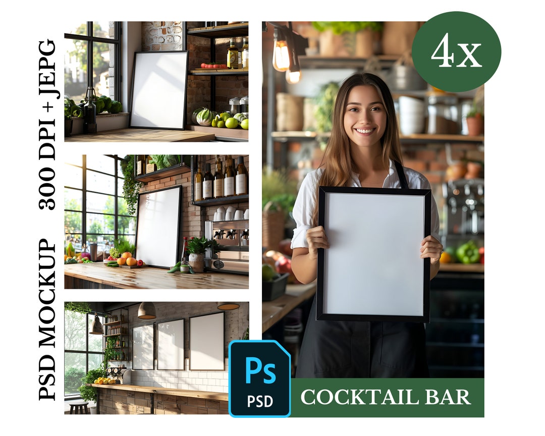 Mockup Set of 4 Frame Mock-up Bundle, Woman Holding Frame 3 Prints 8x10 ...