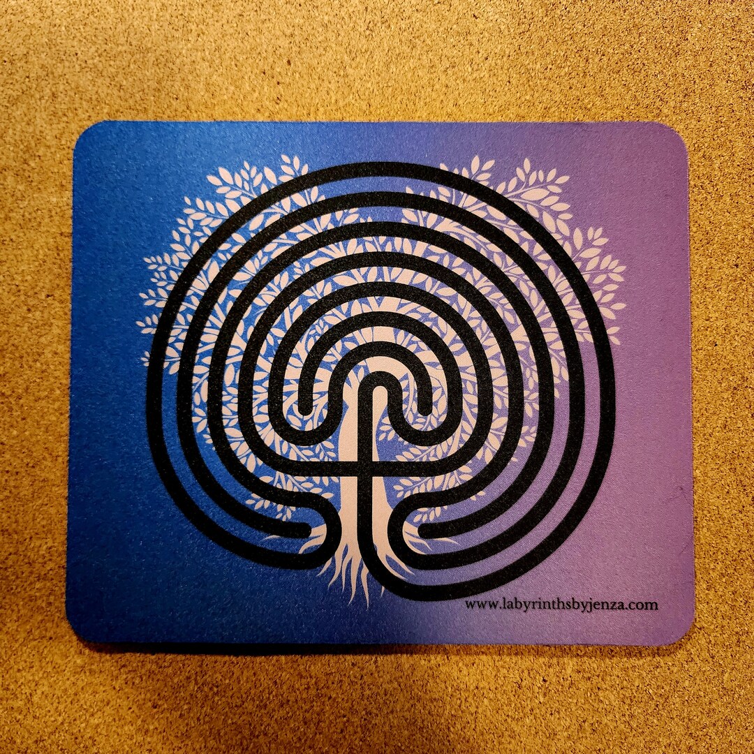 Blue & Purple Heart Tree Mouse Pad Finger Labyrinths Office Meditation ...