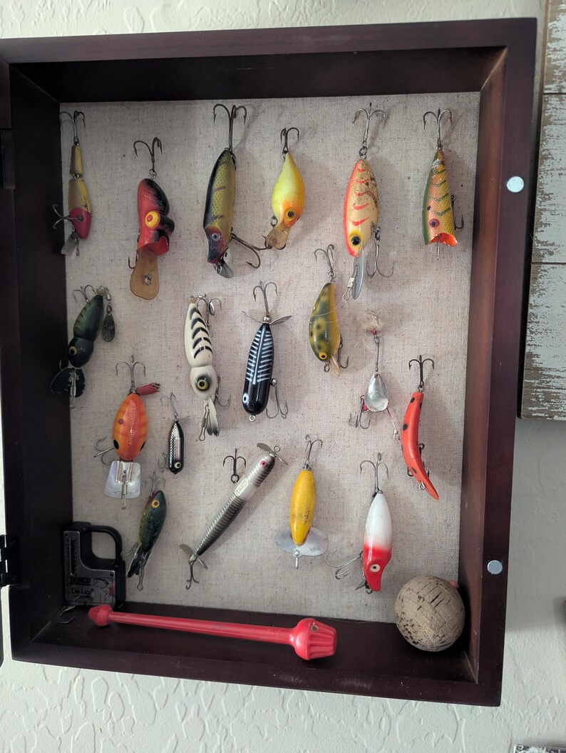 Vintage Fishing Lure Display Case (lures Included) - Etsy