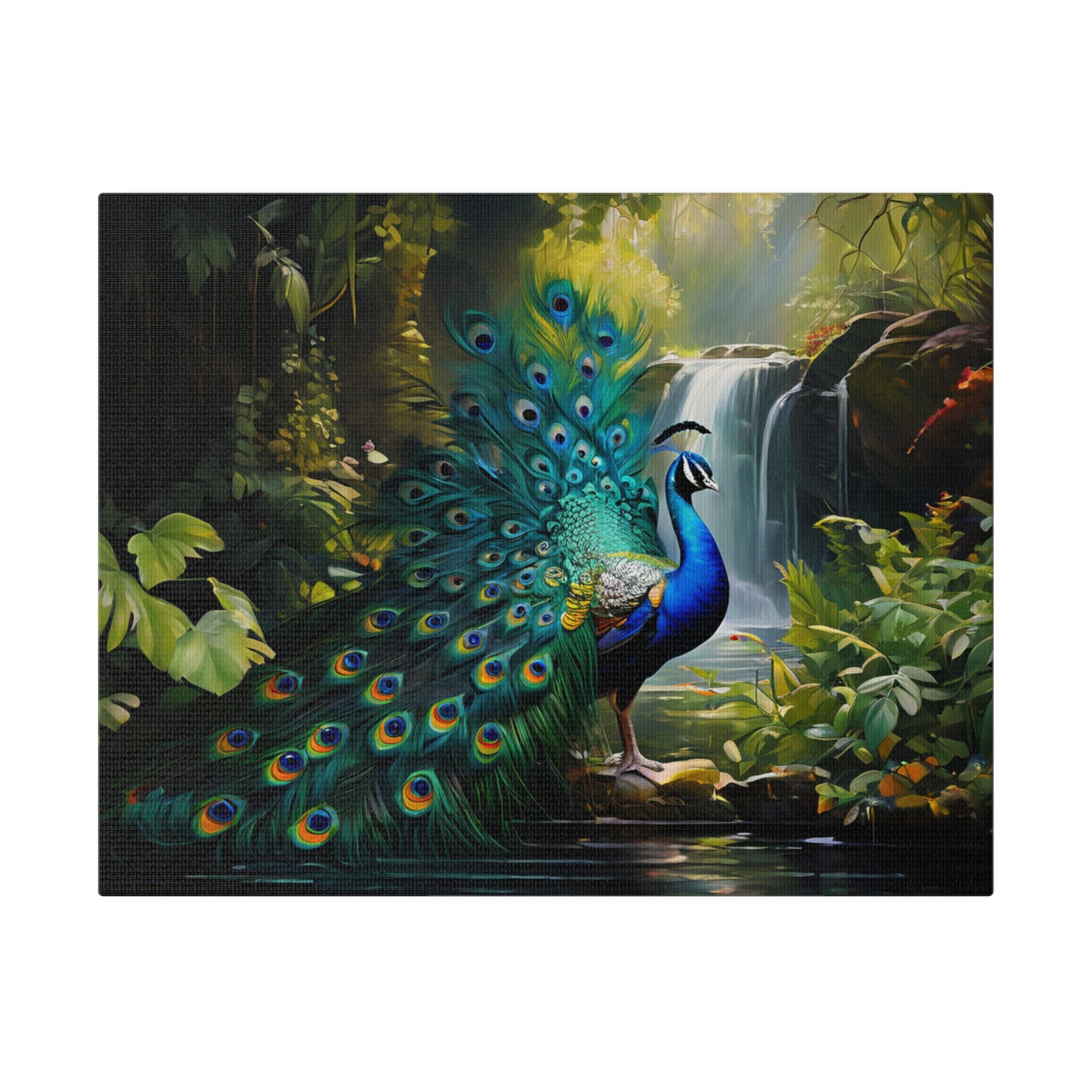Peacock Canvas Painting Peacock Wall Art Tropical Bird Painting Jungle ...