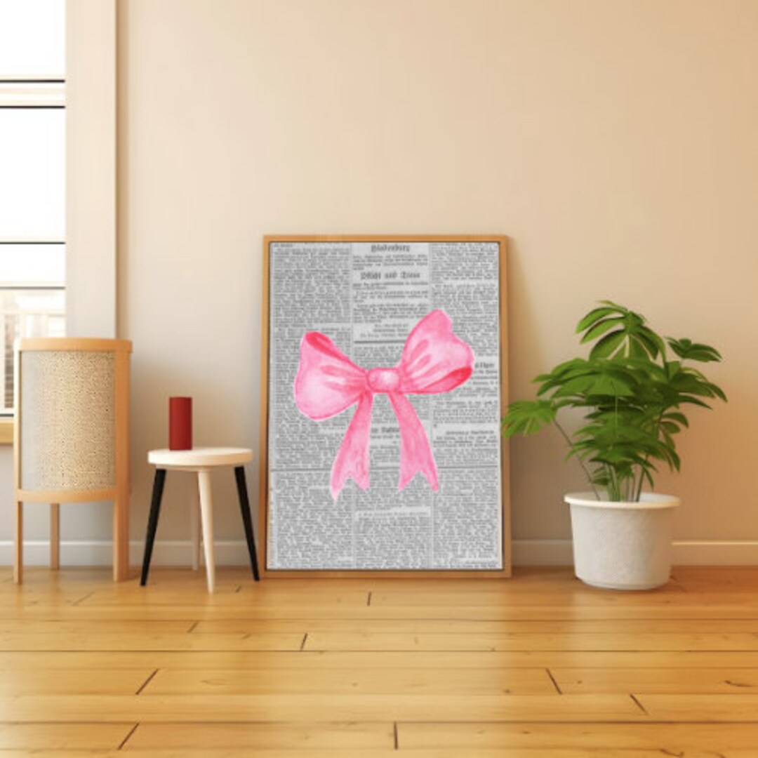 Coquette Poster, Ribbon Poster, Newspaper Poster, Pink Newspaper Poster ...