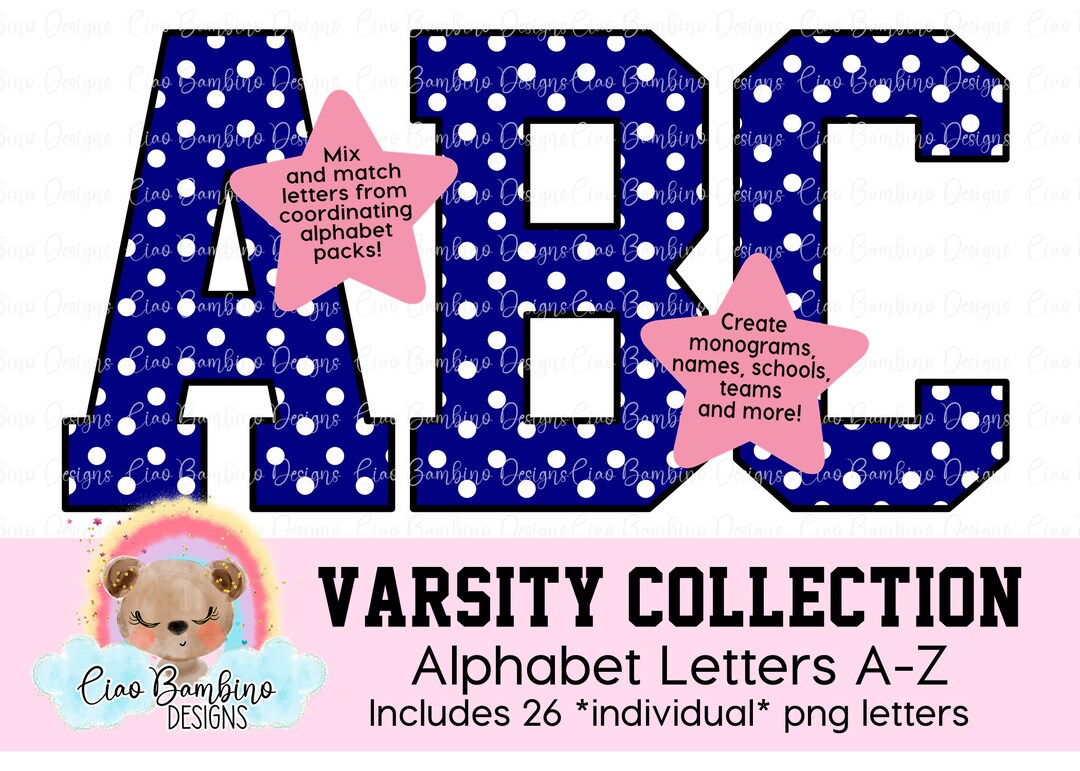Royal Blue & White Polka Dot Alphabet Pack / Sports Letters A - Etsy