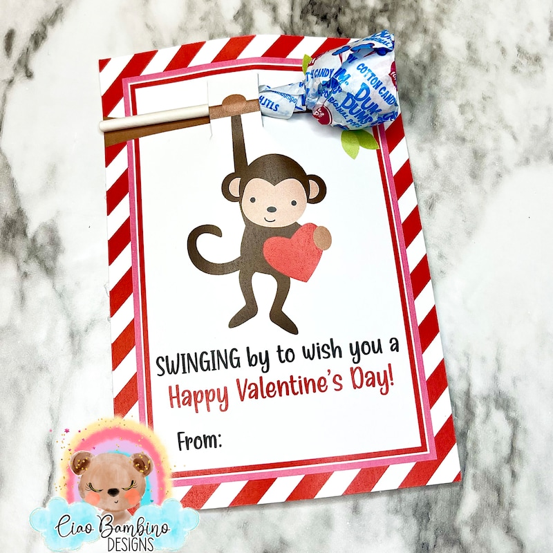 Monkey Valentine Sticker - Etsy
