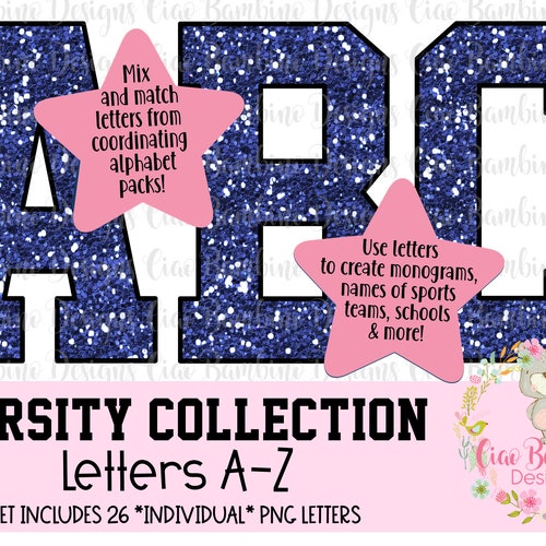 Red Glitter Alphabet Pack / Glitter Varsity Letters A Z for - Etsy