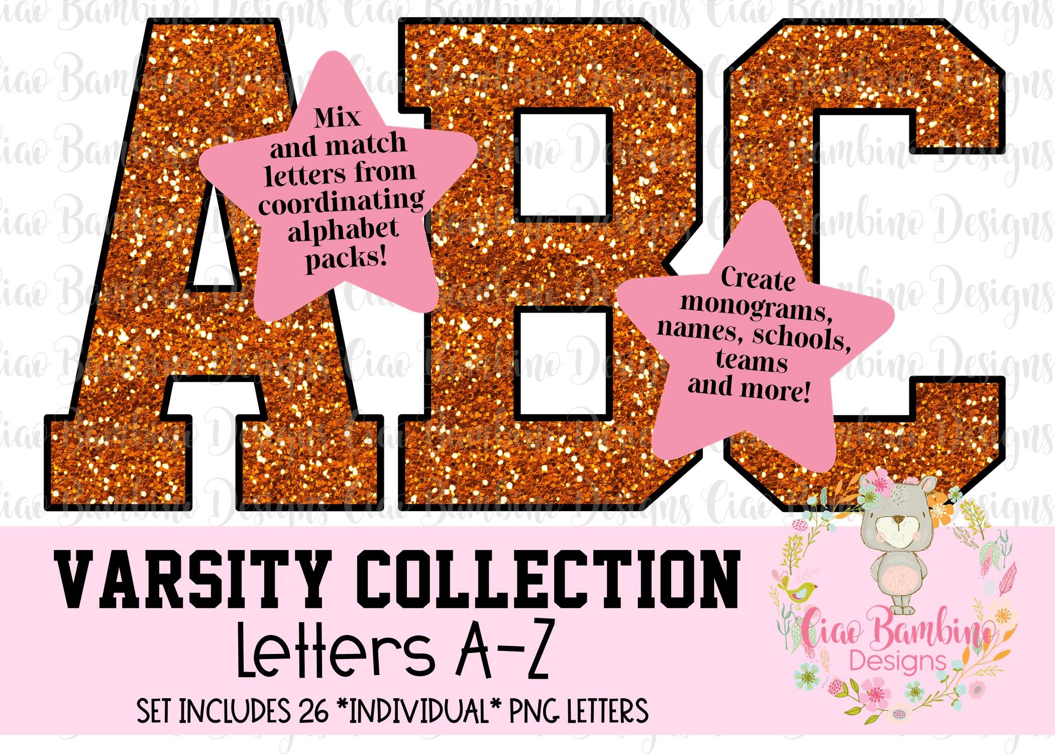 Orange Glitter Alphabet Pack /Glitter Varsity Letters A Z | Etsy