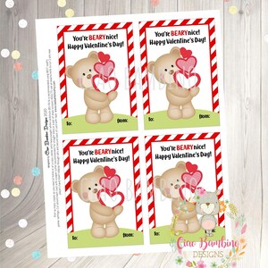 Teddy Bear Valentine's Day Card / Cute Bear With Hand to Hold Lollipop ...