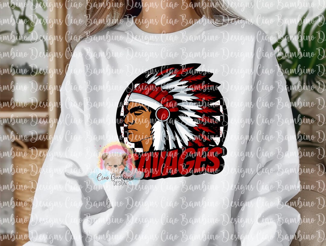 Savages Mascot PNG: Red & Black School Spirit Design (instant Download ...